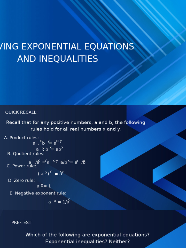 Solving Exponential Equation and Inequalities Group 3 | PDF ...