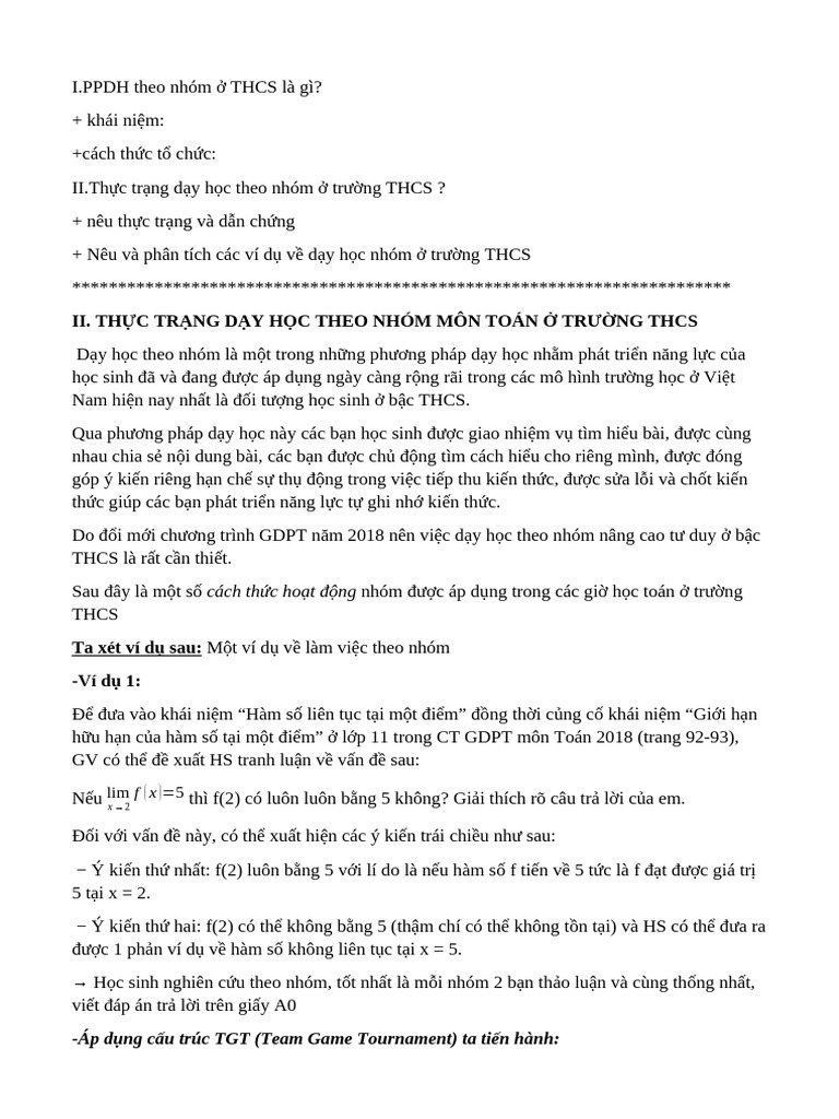 lý thuyết pp dạy học theo nhóm ở thcs | PDF