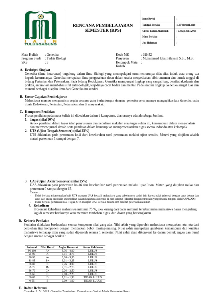 RPS Genetika 2018 (Pak Iqbal) | PDF