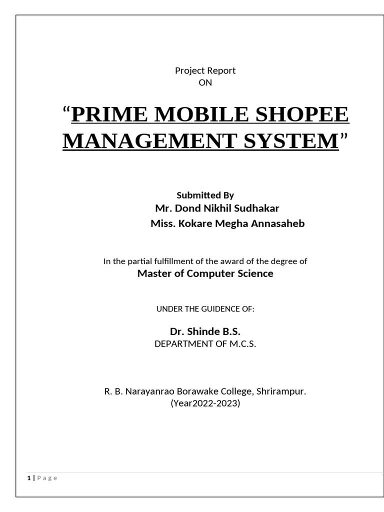 Prime Mobile Shopee Project Final | PDF Prime Mobile Shopee Project Final | PDF