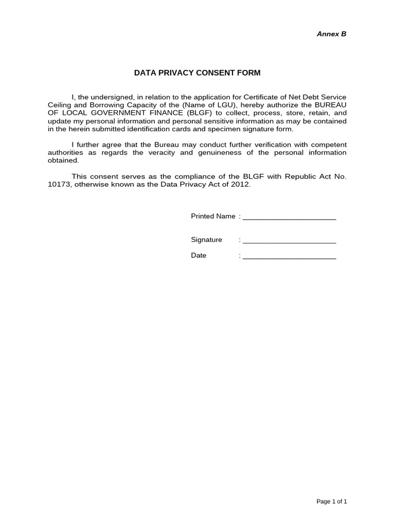 Annex B Data Privacy Consent Form Updated | PDF