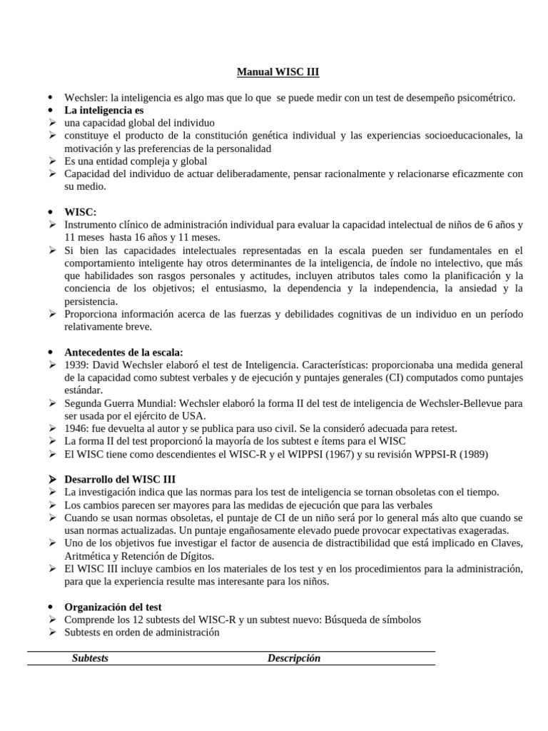 Manual Wisc III | PDF