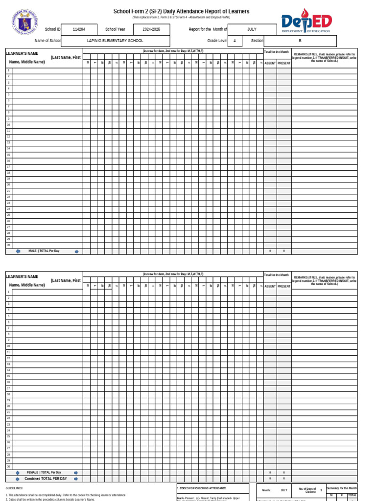 Automated SF2 EFiles S.Y. 2024 2025 | PDF