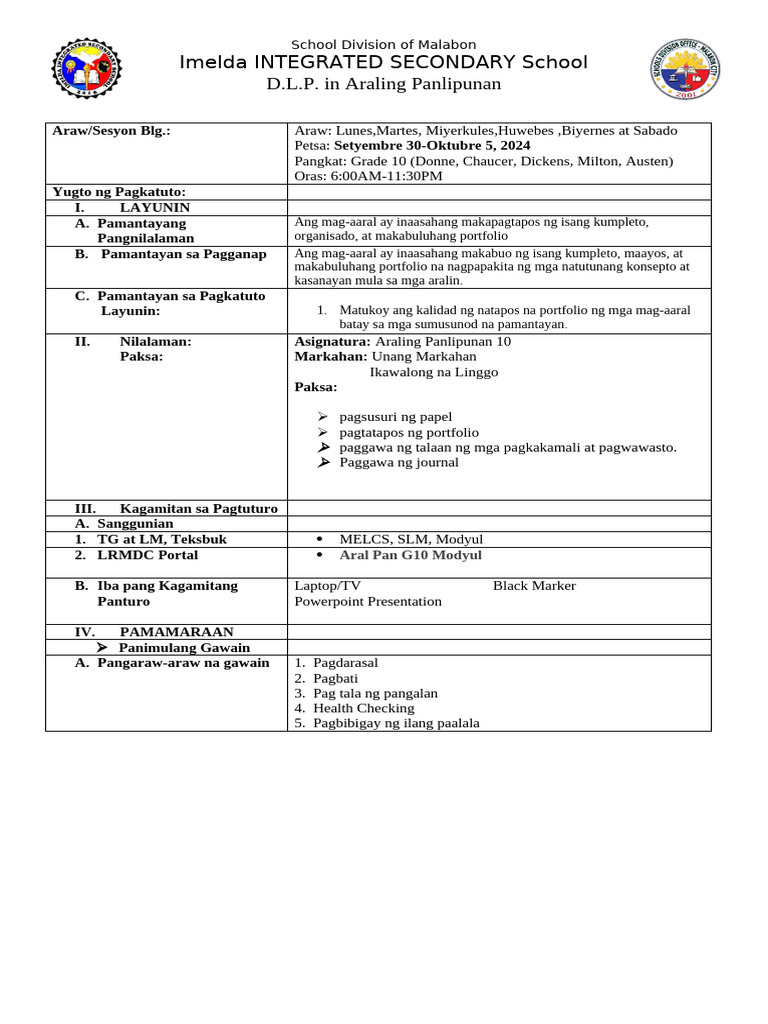 Araling Panlipunan 10 Lesson Plan | PDF