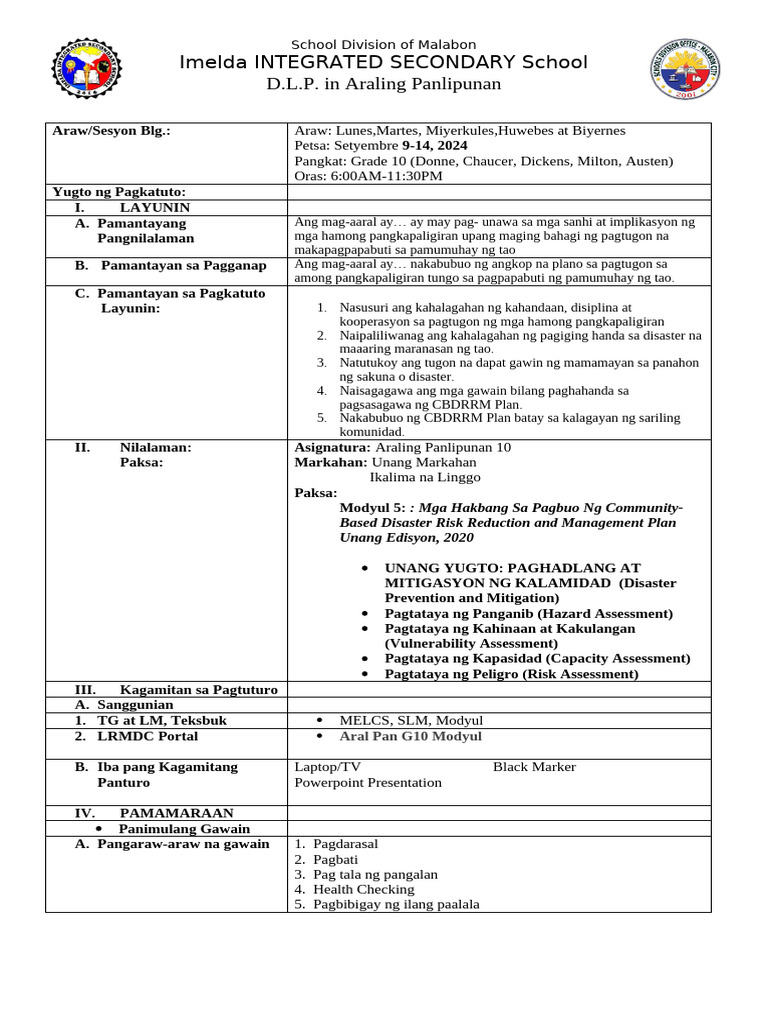 Gr.10 Apan DLP Wk. 5 q1 | PDF | Working Conditions | Career & Growth