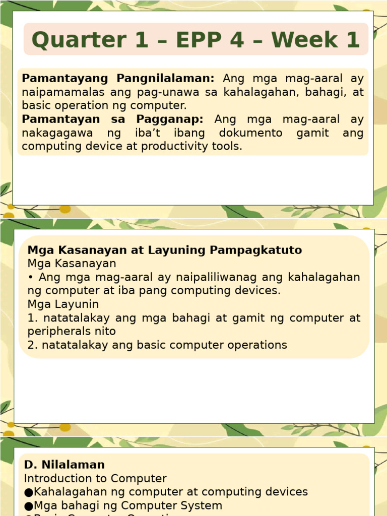 q1 Epp 4 PPT Week 1 | PDF | Computer Data Storage | Input/Output