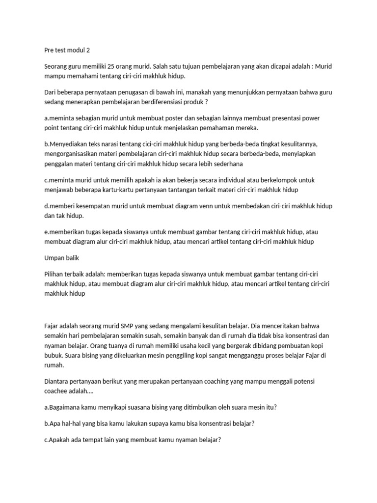 Pre Test Modul 2 | PDF