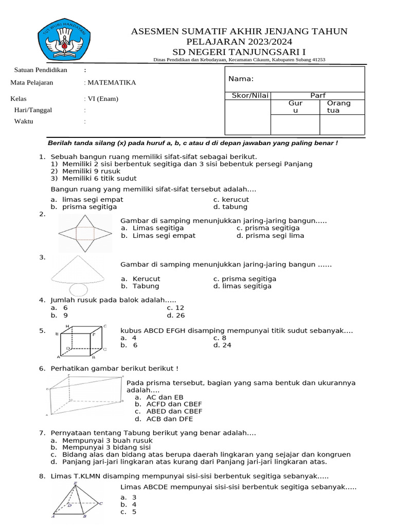 Soal Sumatif Akhir Semester 2 Matematika | PDF