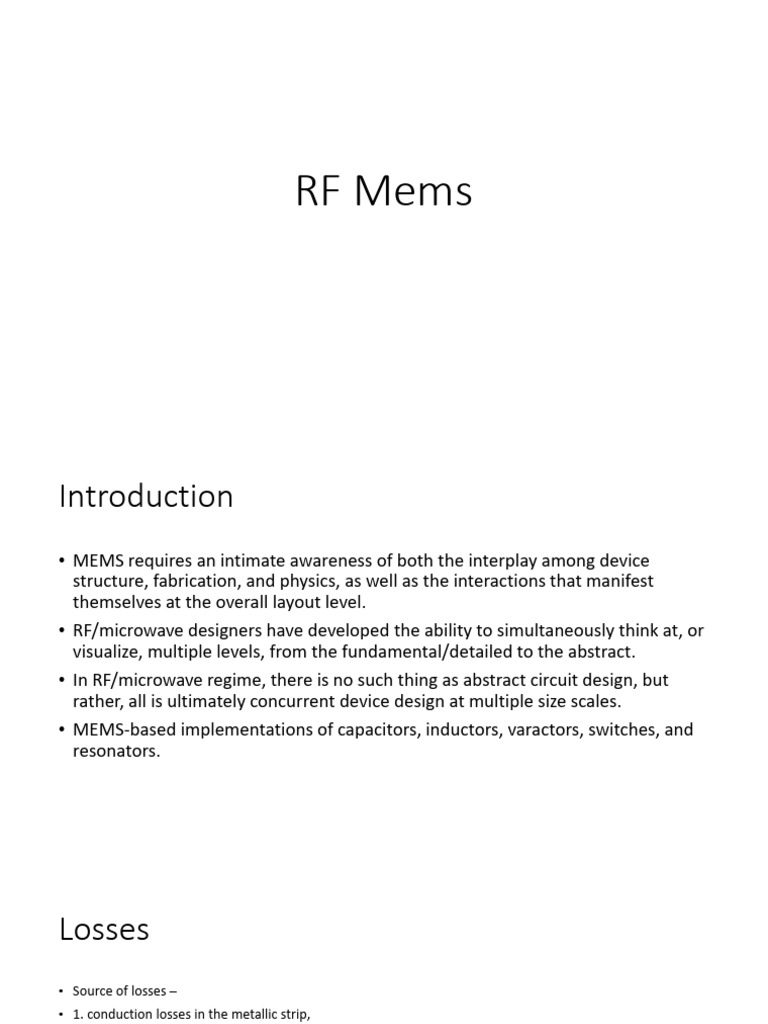 RF MEMS Complete Notes Till MID SEM | PDF