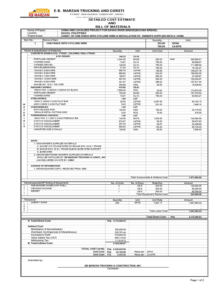 CHB Fence Quotation | PDF
