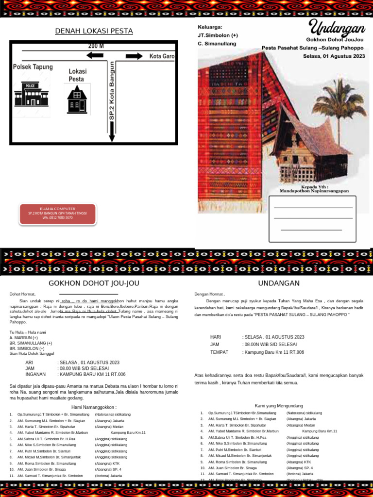 Undangan gokhon dohot jou jou | PDF