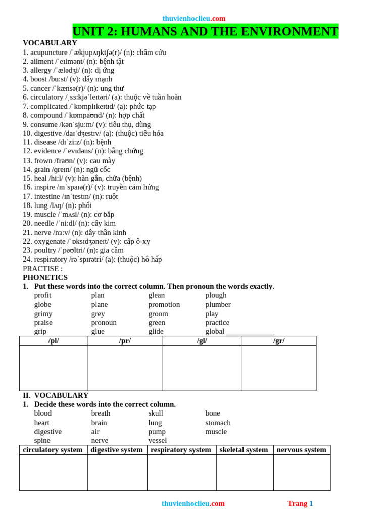 Grade 10 Global Unit 2 Humans and The Environment | PDF