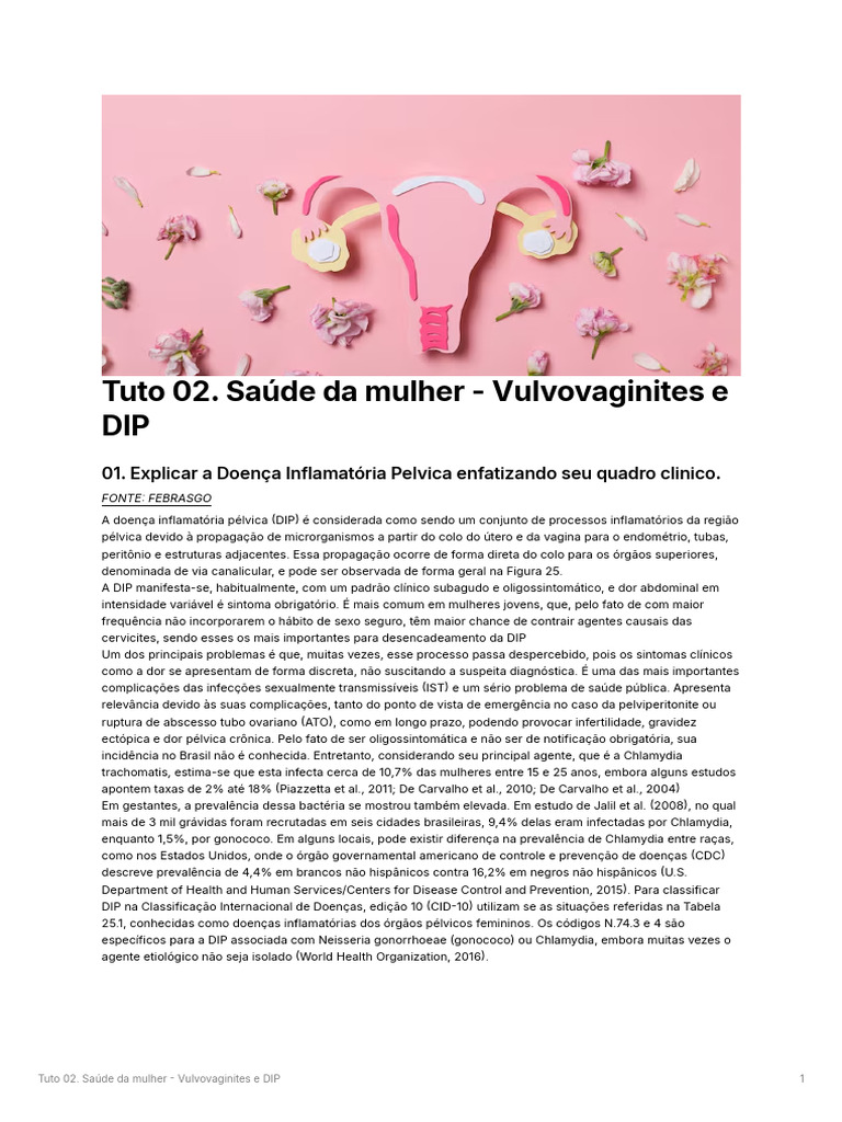 tuto 02. Sade Da Mulher - Vulvovaginites e Dip | PDF
