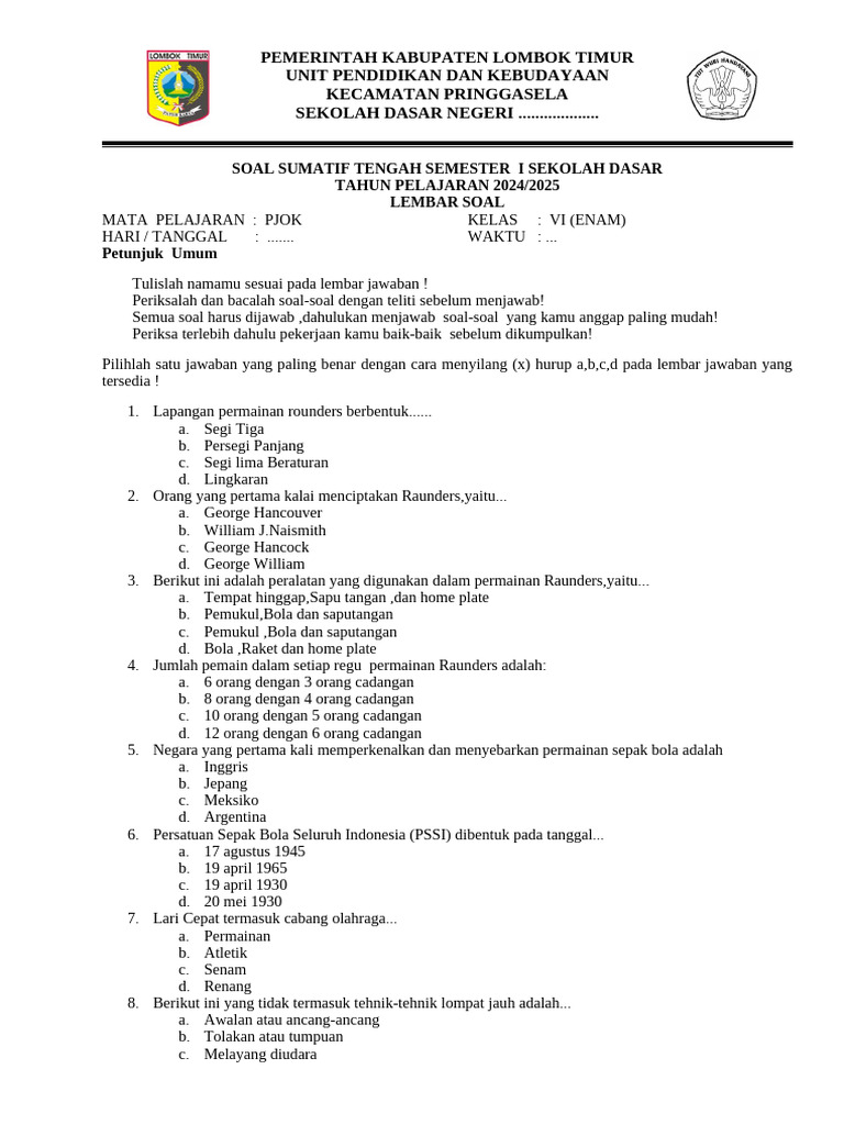 Soal STS KLS 2,3,4,5,6 Tp. 2024 | PDF
