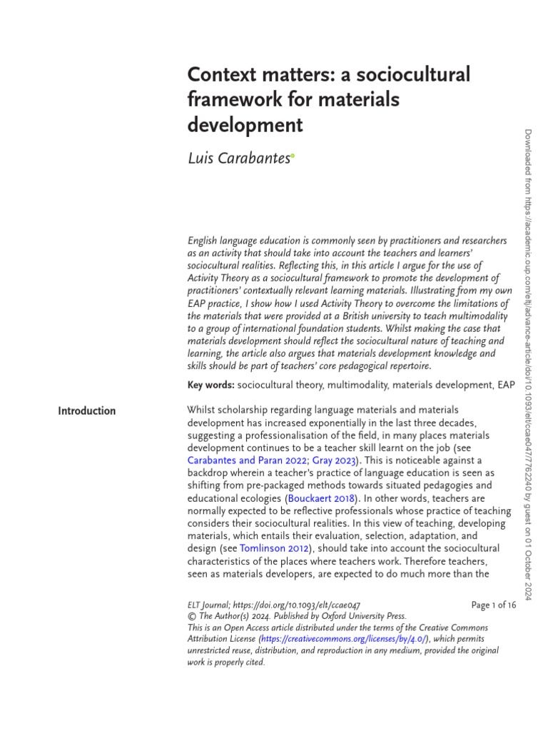 Material development paper | PDF