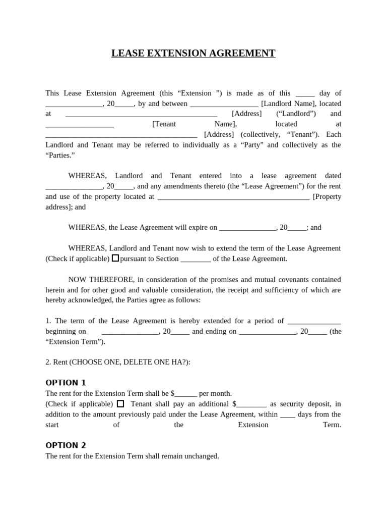 Lease Extension Agreement | PDF