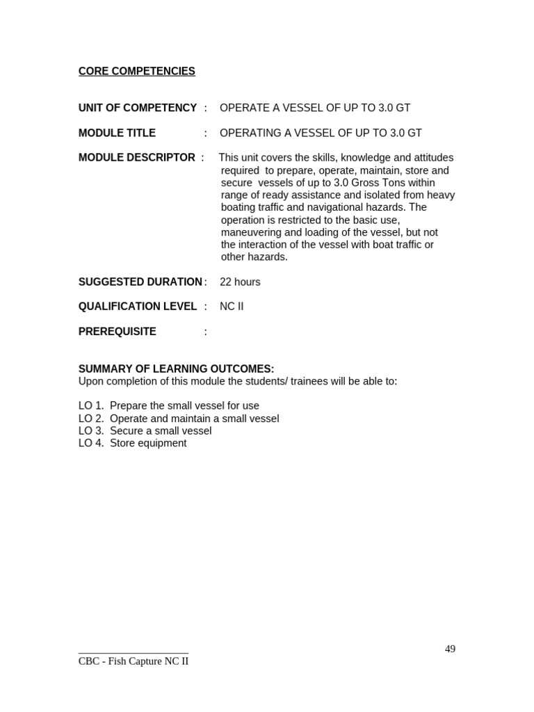 Cbc-Core-Fish Capture NC II Final | PDF