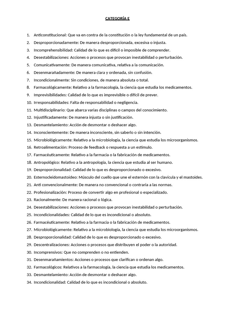 CATEGORÍA E FINAL - Lista Con Definición | PDF
