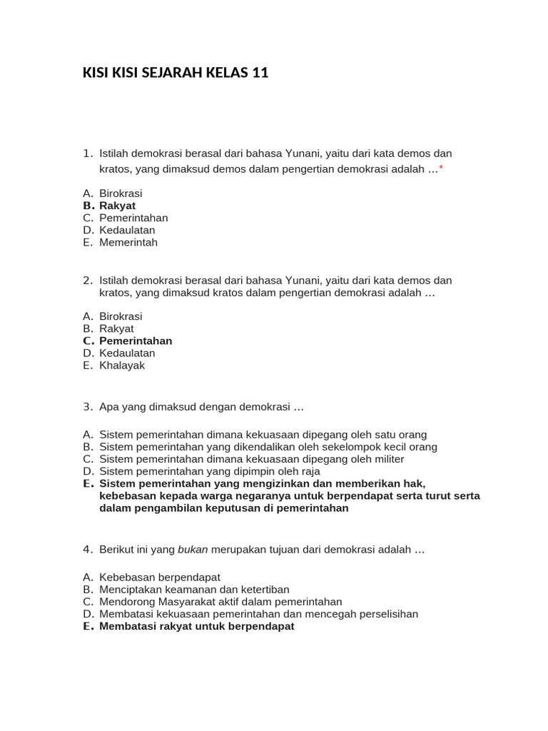 Kisi Kisi Sejarah XI DKV 3 2024 | PDF