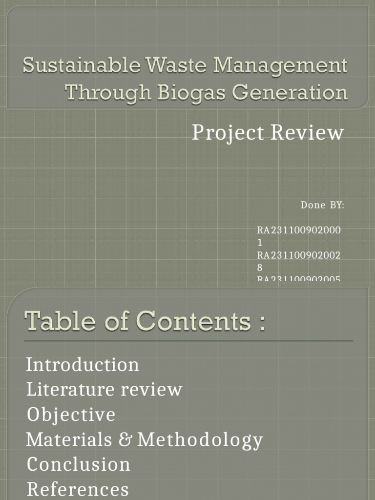 Sustainable Waste Management Through Biogas Generation | PDF