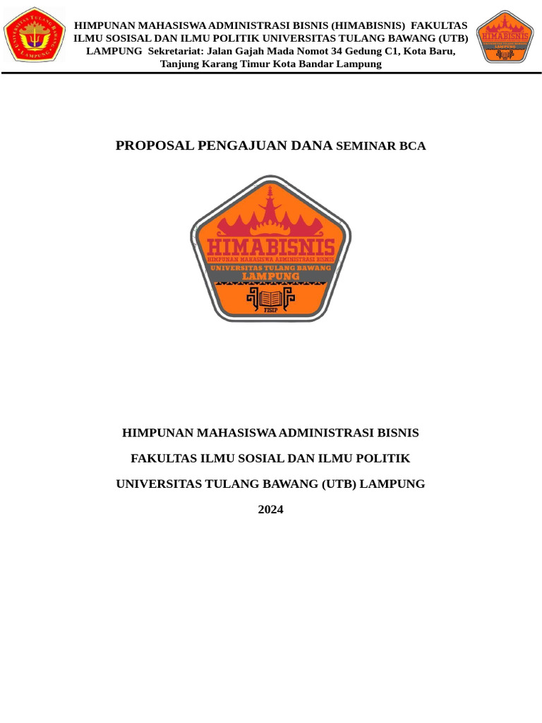 proposal bca HIMA | PDF