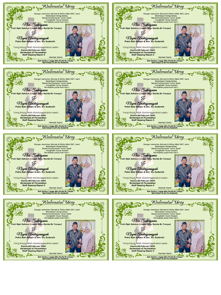 Undangan Susun Nur Sahayana Dan Nopri | PDF