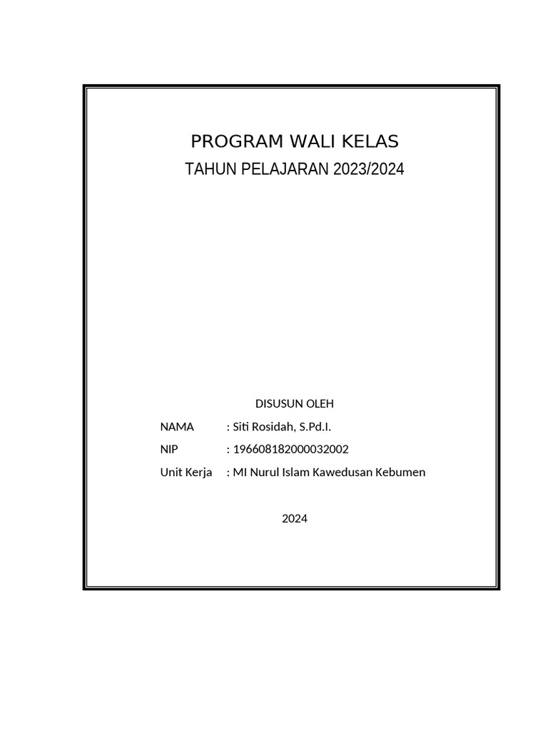 Program Wali Kelas | PDF