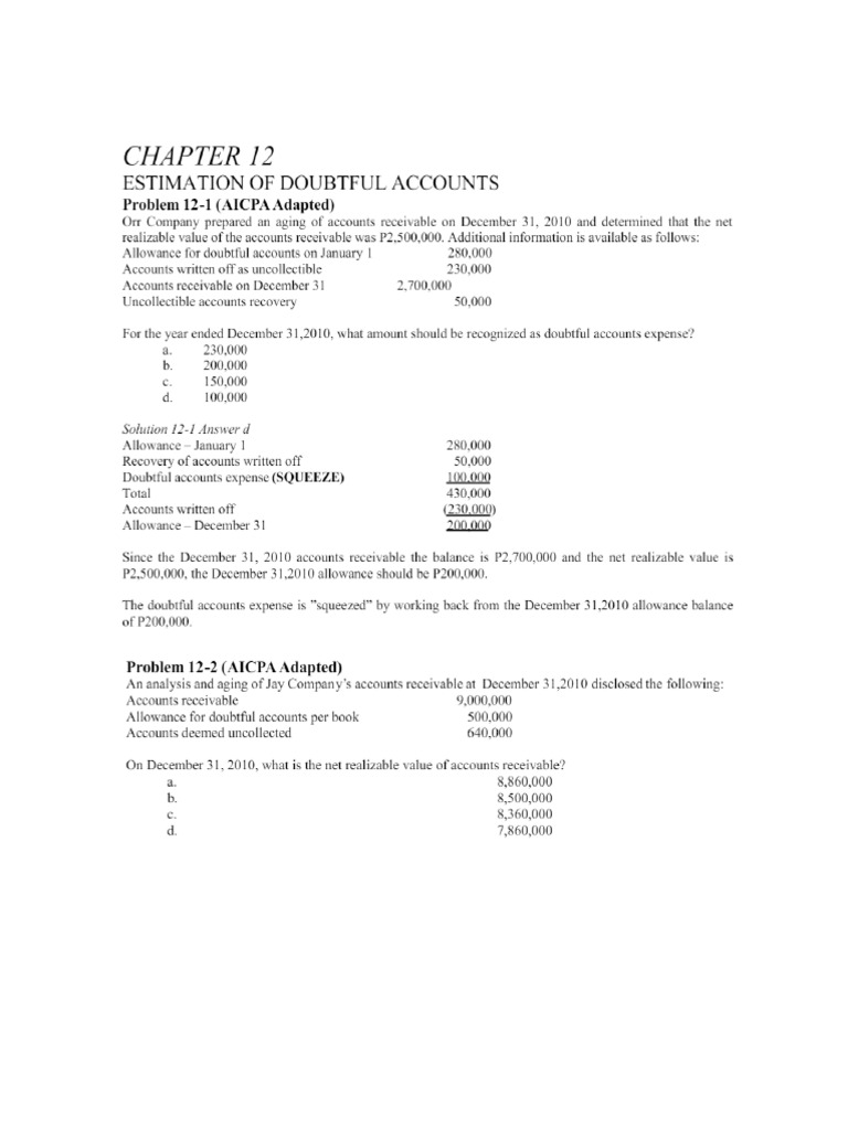 Estimation of Doubtful Accounts Reviewer | PDF