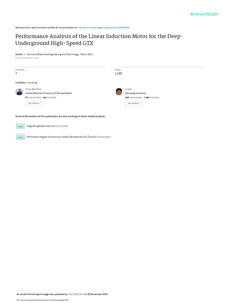 Performance Analysis Of The Linear Induction Motor Pdf