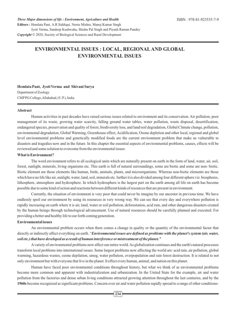 Environmental Issues: Local, Regional and Global Environmental Issues | PDF