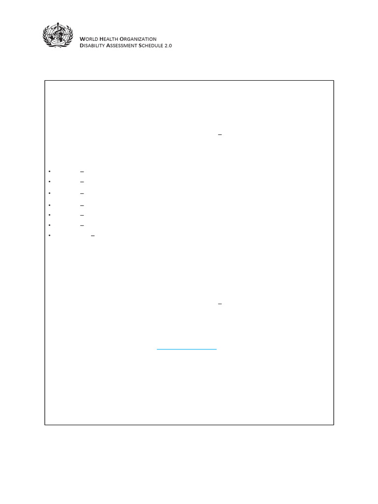 Whodas 2.0 12 Items Interview | PDF