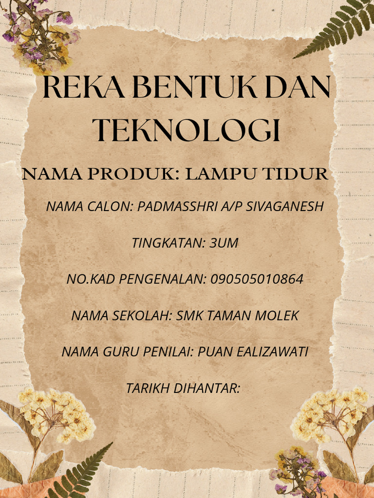 Projek RBT Lampu Tidur Tingkatan 3 | PDF | Teknologi & Rekayasa