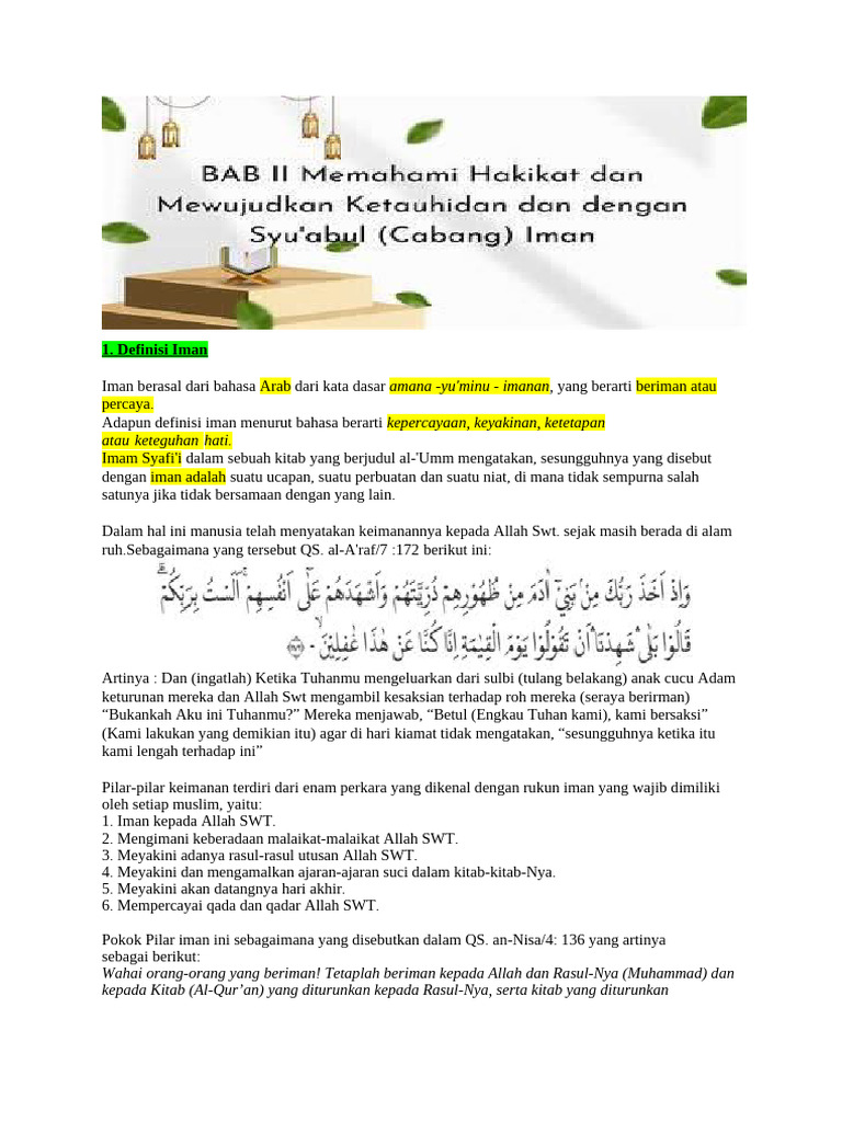 Materi Bab 2 Syu'abul Iman | PDF