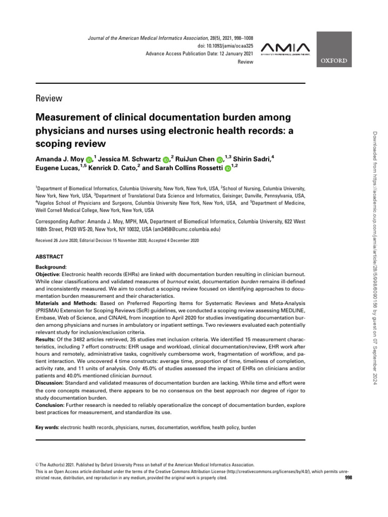 Measurement of Clinical Documentation Burden Among | PDF