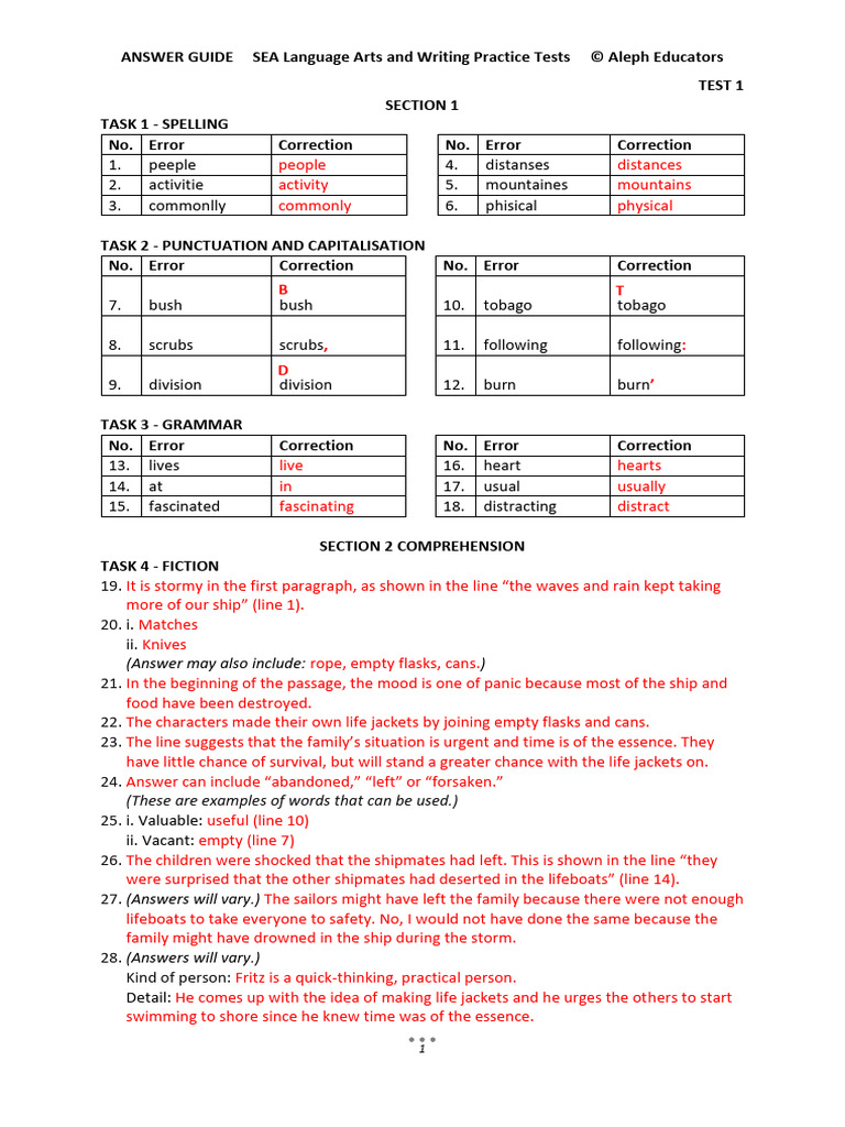 Aleph Educators 2019 Language Answer Guide | PDF