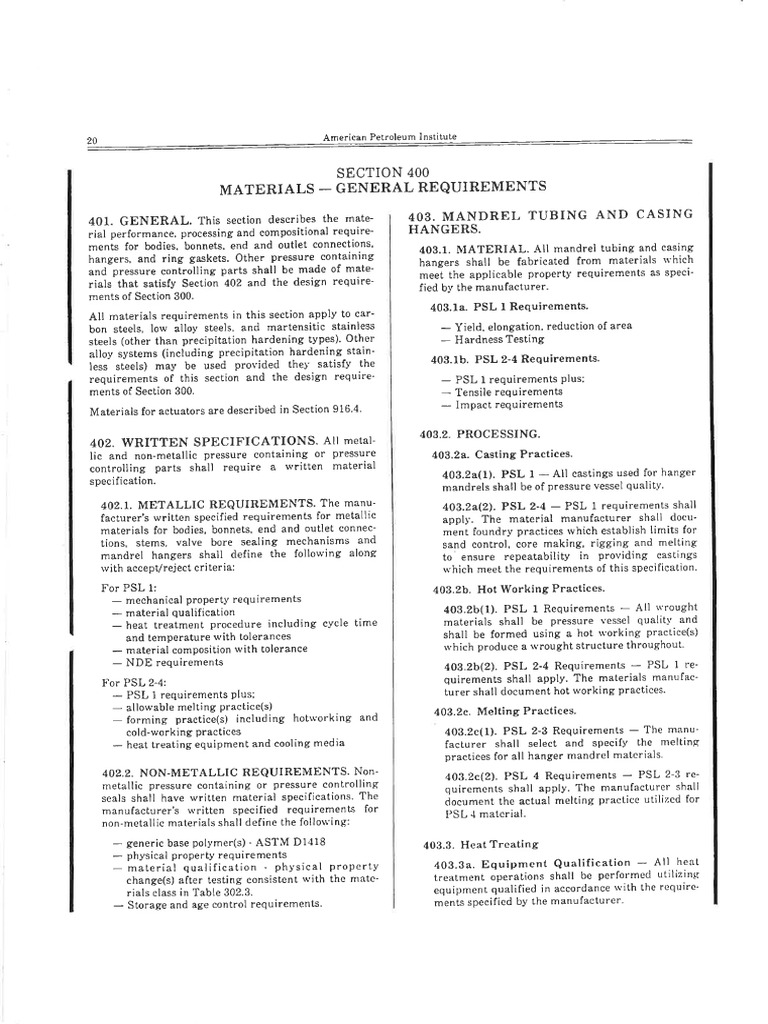 API Material Specification | PDF