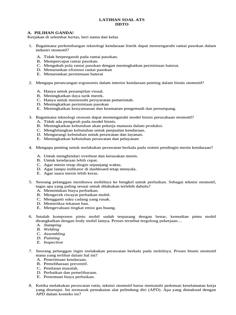 Latihan Soal Ats Ddto | PDF