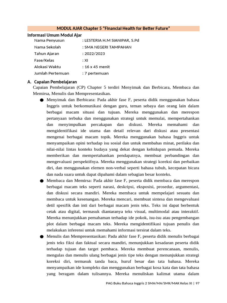 7.5 Modul Ajar Chapter 5 | PDF