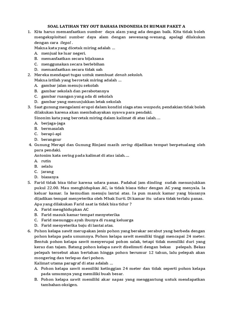 Try Out BIN SD Paket 1 | PDF