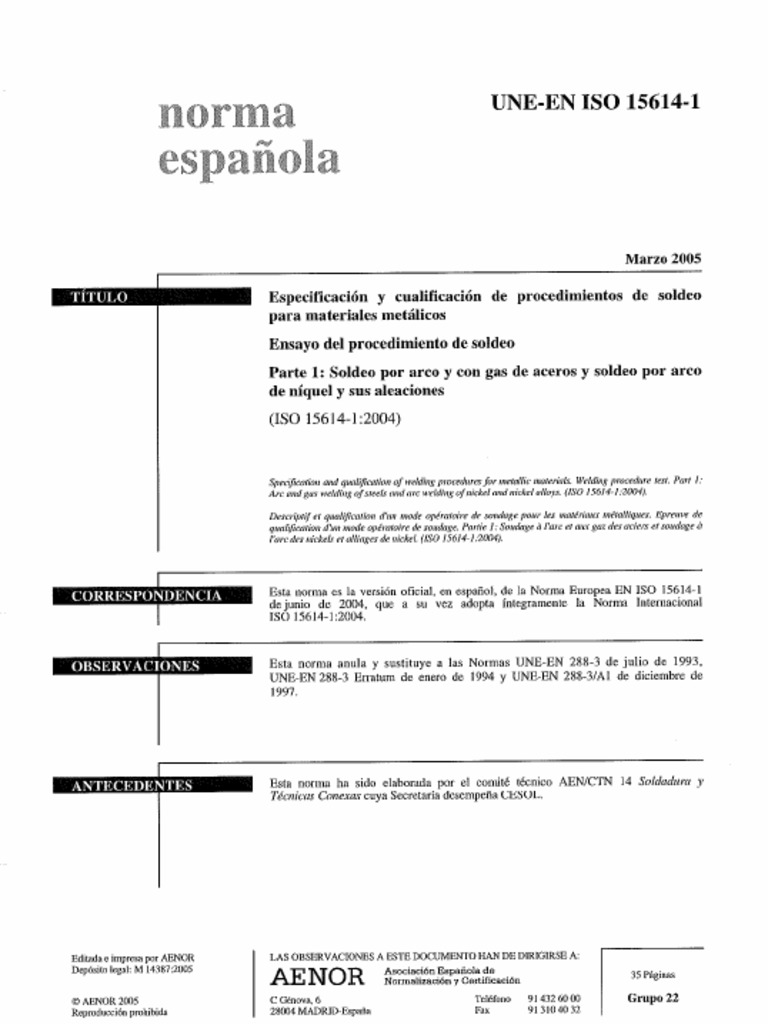 Une-En Iso 15614-1 | PDF