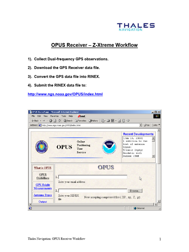OPUS Receiver Workflow | PDF