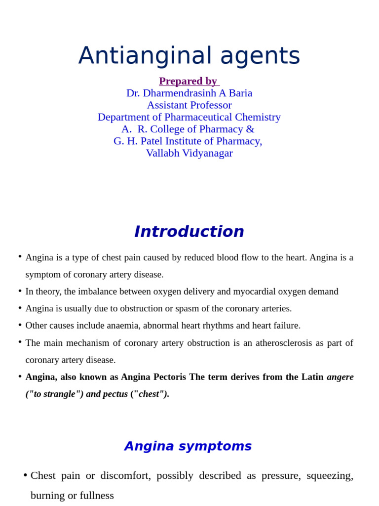 Anti-Anginal Agents | PDF