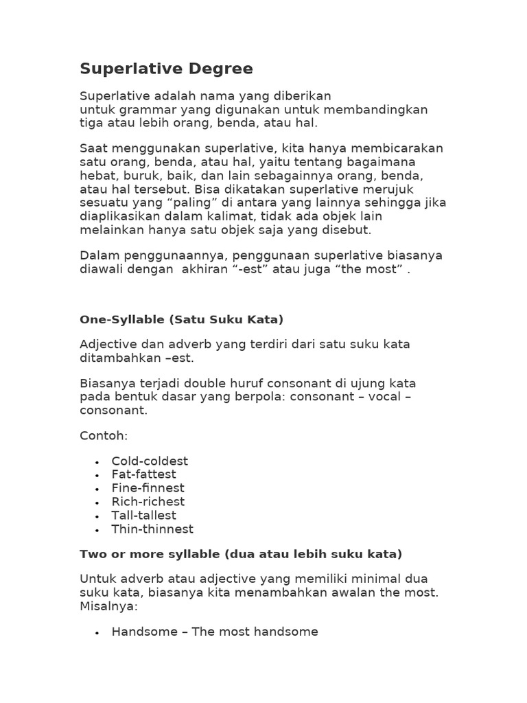 Superlative Degree | PDF