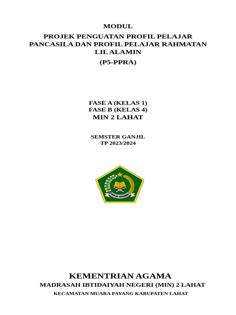 Projek Penguatan Profil Pelajar Pancasila Dan Profil Pelajar Rahmatan Lil Alamin | PDF