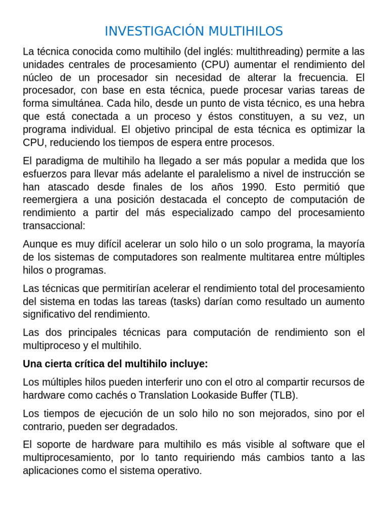 Investigscion Multihilos | PDF