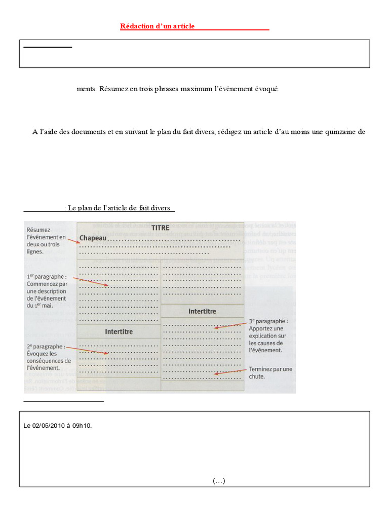 Rédaction D'un Article de Fait Divers | PDF