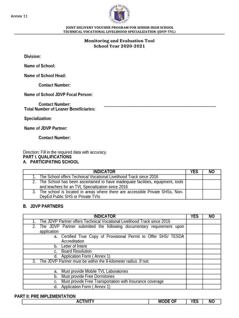 Annex-11-Monitoring-and-Evaluation-Tool-OAP NC II | PDF