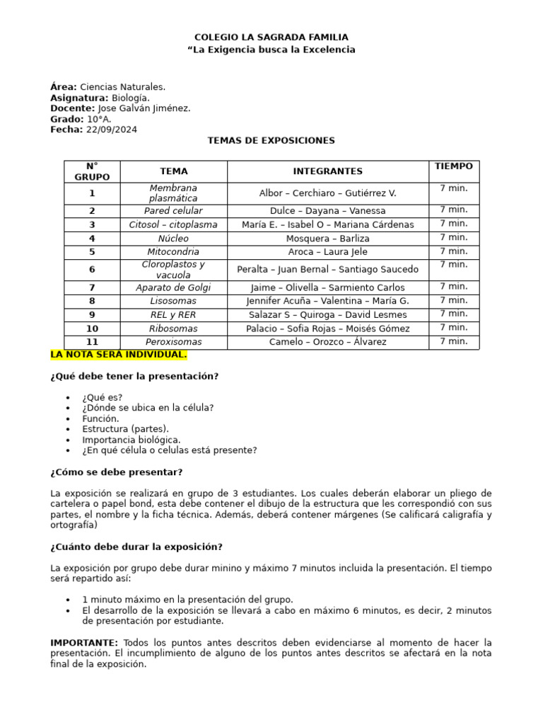 Temas de Exposiciones 10°a | PDF