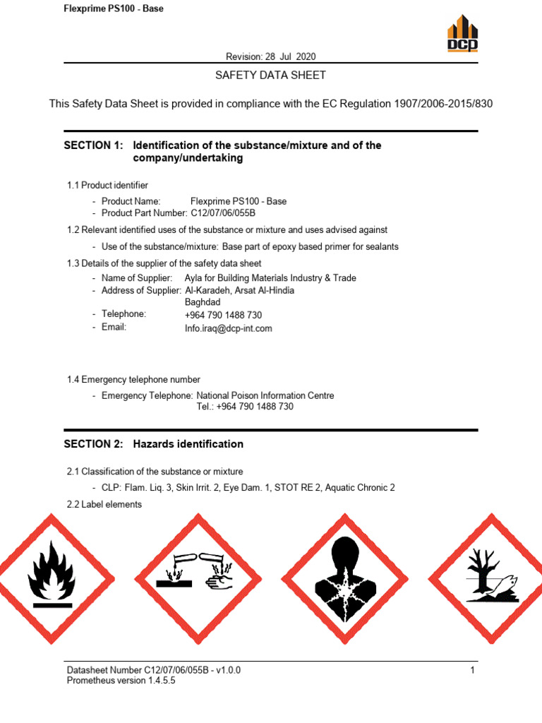 Flexprime PS100 Base - MSDS - 3 | PDF
