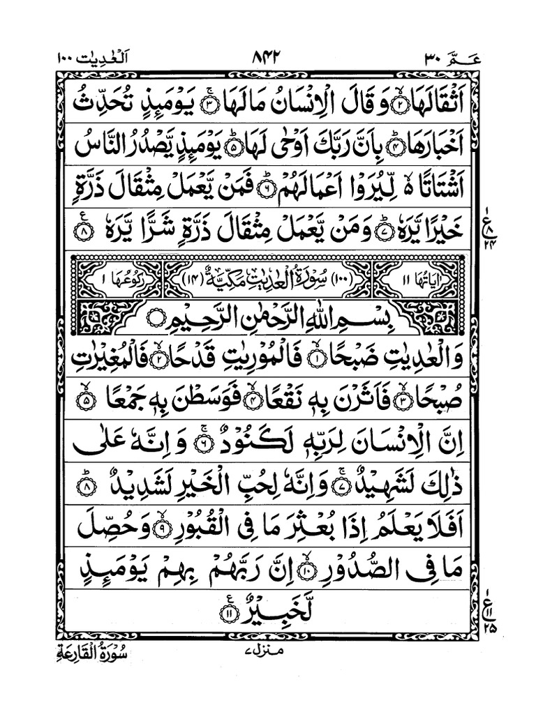 Surah Adiyat PDF in Arabic | PDF